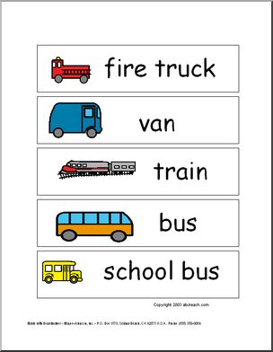 Word Wall: Transportation/Vehicles (pictures) – Abcteach