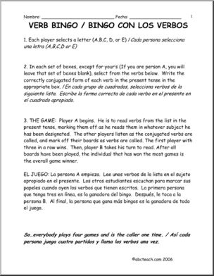 Spanish: Spanish 1 – Â°BINGO! PrÂ·ctica de verbos (secundaria) – Abcteach