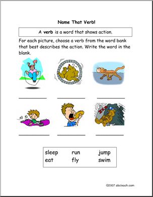 Verbs (primary/elementary) Learning Center – Abcteach