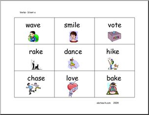 Verbs – Silent “e” Flashcards – Abcteach