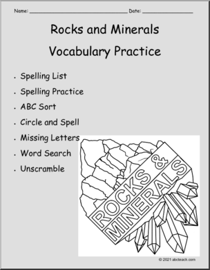 Vocabulary Pack: Rocks and Minerals (primary/elem) – Abcteach