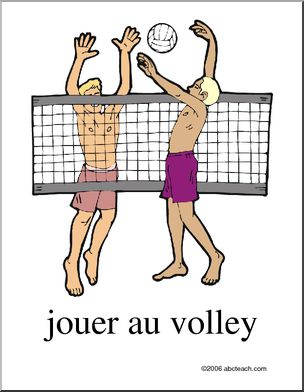 French: Poster, Jouer au volley – Abcteach