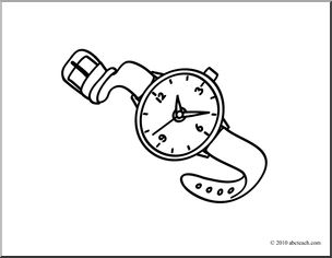 Clip Art: Basic Words: Watch (coloring page) – Abcteach