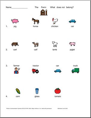 Worksheet: What does not belong? (farm theme) – Abcteach