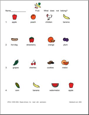 Worksheet: What does not belong? (fruit theme) – Abcteach