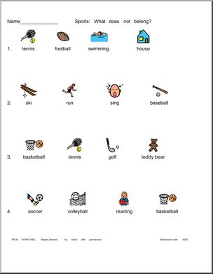Worksheet: What does not belong? (sports theme) – Abcteach