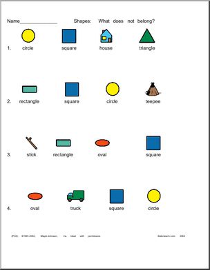 Worksheet: What does not belong? (shapes theme) – Abcteach