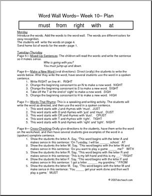 abcteach Early Reader Word Walls: Week 10 (primary) – Abcteach