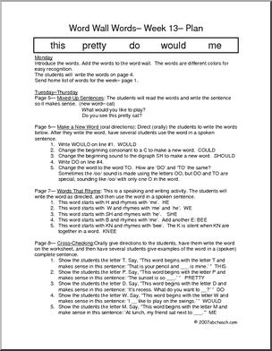 abcteach Early Reader Word Walls: Week 13 (primary) – Abcteach