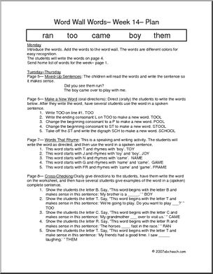 abcteach Early Reader Word Walls: Week 14 (primary) – Abcteach