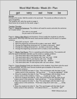 abcteach Early Reader Word Walls: Week 20 (primary) – Abcteach