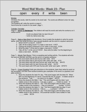 abcteach Early Reader Word Walls: Week 23 (primary) – Abcteach