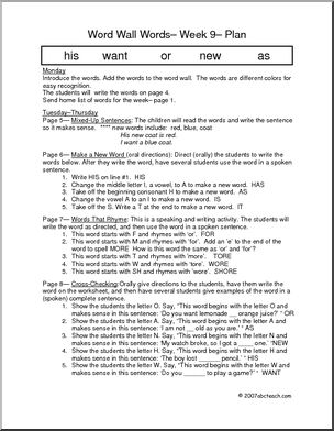 abcteach Early Reader Word Walls: Week 9 (primary) – Abcteach