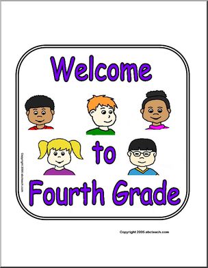 Sign: Welcome to Fourth Grade – Abcteach