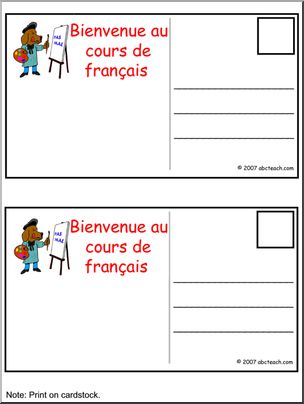 French: Carte postale, Bienvenue â€¡ lÃ­Ãˆcole – Abcteach