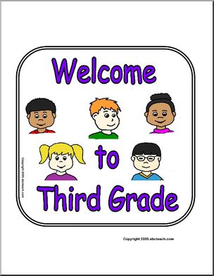 Sign: Welcome to Third Grade – Abcteach