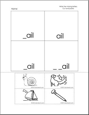 ail Words Booklet (color) (k-1) Words from Words – Abcteach