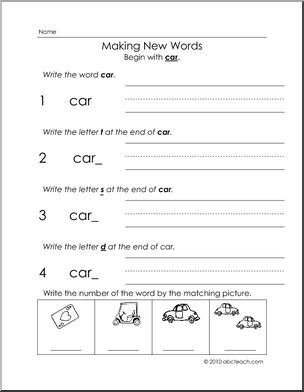 car Words Make Words Worksheet (k-1) Words from Words – Abcteach