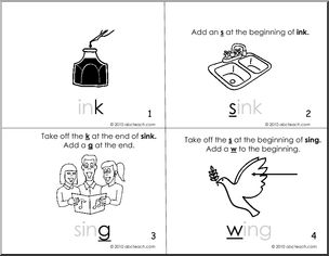 ing-ink Words Book (b/w) (K-1) Words from Words – Abcteach