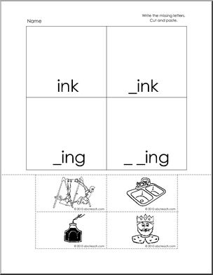 ing-ink Words Worksheet Cut & Paste (K-1) Words from Words – Abcteach