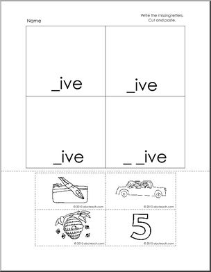 ive Words Cut & Paste Worksheet (k-1) Words from Words – Abcteach