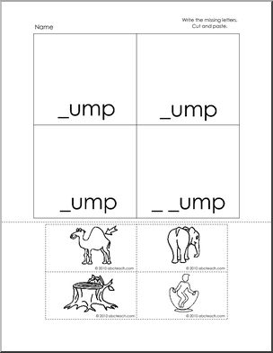 Worksheet of ump Words (primary) Words from Words:Cut and Paste – Abcteach