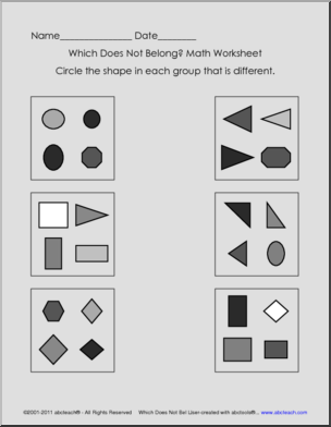 Which Does Not Belong? Math Shapes b/w – Abcteach