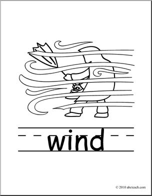 Clip Art: Basic Words: Wind 1 B&W (poster) – Abcteach