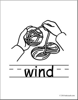 Clip Art: Basic Words: Wind 2 B&W (poster) – Abcteach
