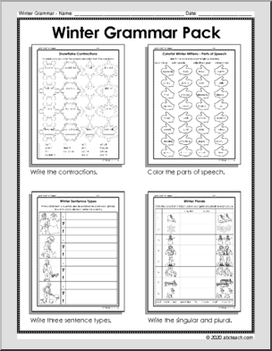 Winter Grammar Pack – Abcteach