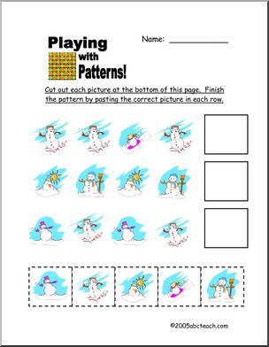 Worksheet: Snowman Patterns (pre-k/primary) – Abcteach