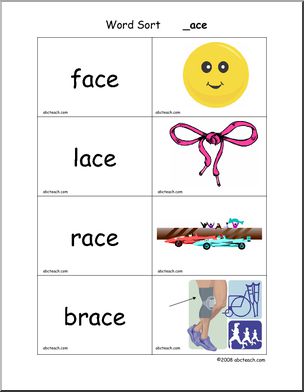 -ace Words’ Word Sort Center – Abcteach