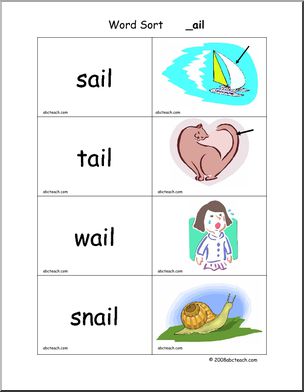 -ail Words’ Word Sort Center – Abcteach