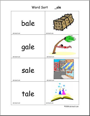 -ale Words’ Word Sort Center – Abcteach