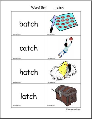 -atch Words’ Word Sort Center – Abcteach