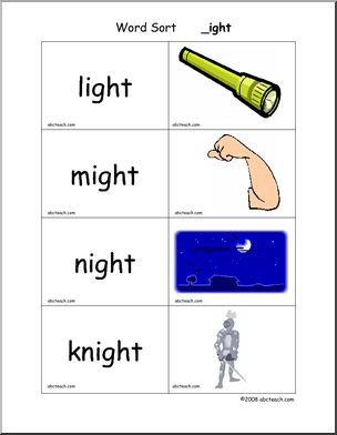 -ight Words’ Word Sort Center – Abcteach