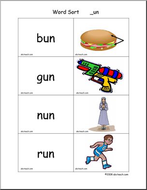 -un Words’ Word Sort Center – Abcteach