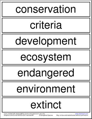 Word Wall: Endangered Species – Abcteach