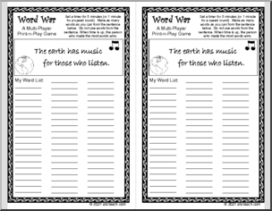 Nature Word War – a multi-player Print-n-Play game – Abcteach