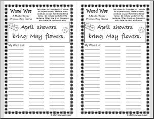 Spring Word War – a multi-player Print-n-Play game – Abcteach