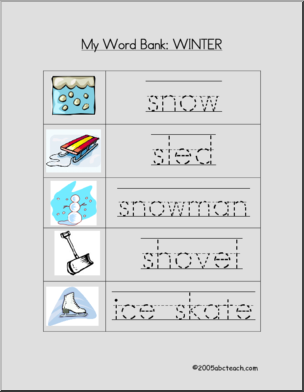 Word Wall: Winter (primary) – Abcteach