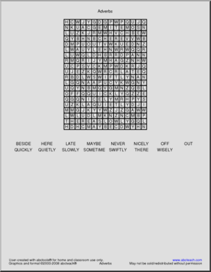Adverbs Word Search – Abcteach