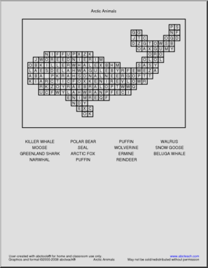 Word Search: Penguins (easy) – Abcteach