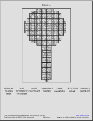 Word Search: Detectives – Abcteach