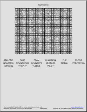 Word Search: Track/Field Terminology – Abcteach