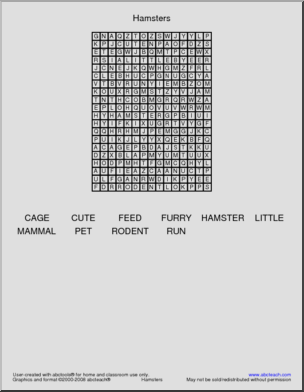 Word Search: Hamster – Abcteach
