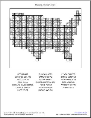 Word Search: Hispanic-American Actors – Abcteach