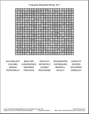 Frequently Misspelled Words (list 12) Spelling List – Abcteach