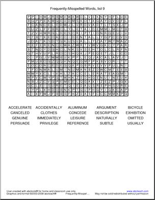 Frequently Misspelled Words (list 11) Spelling Set – Abcteach
