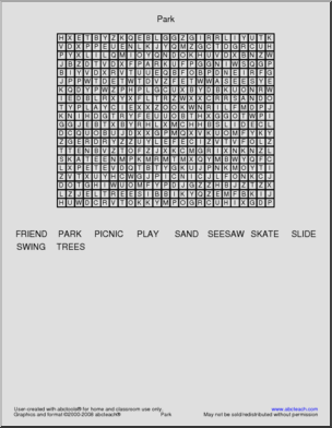 Word Search: Park – Abcteach